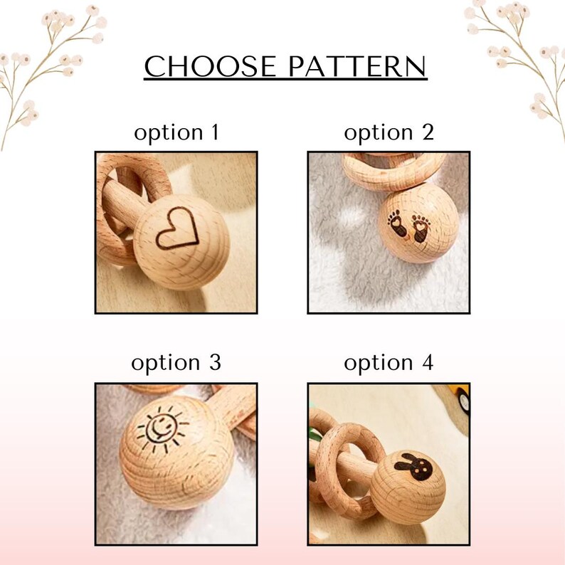 Personalized Wooden Baby Rattle With Engraved Name Toy, Baby Shower ...