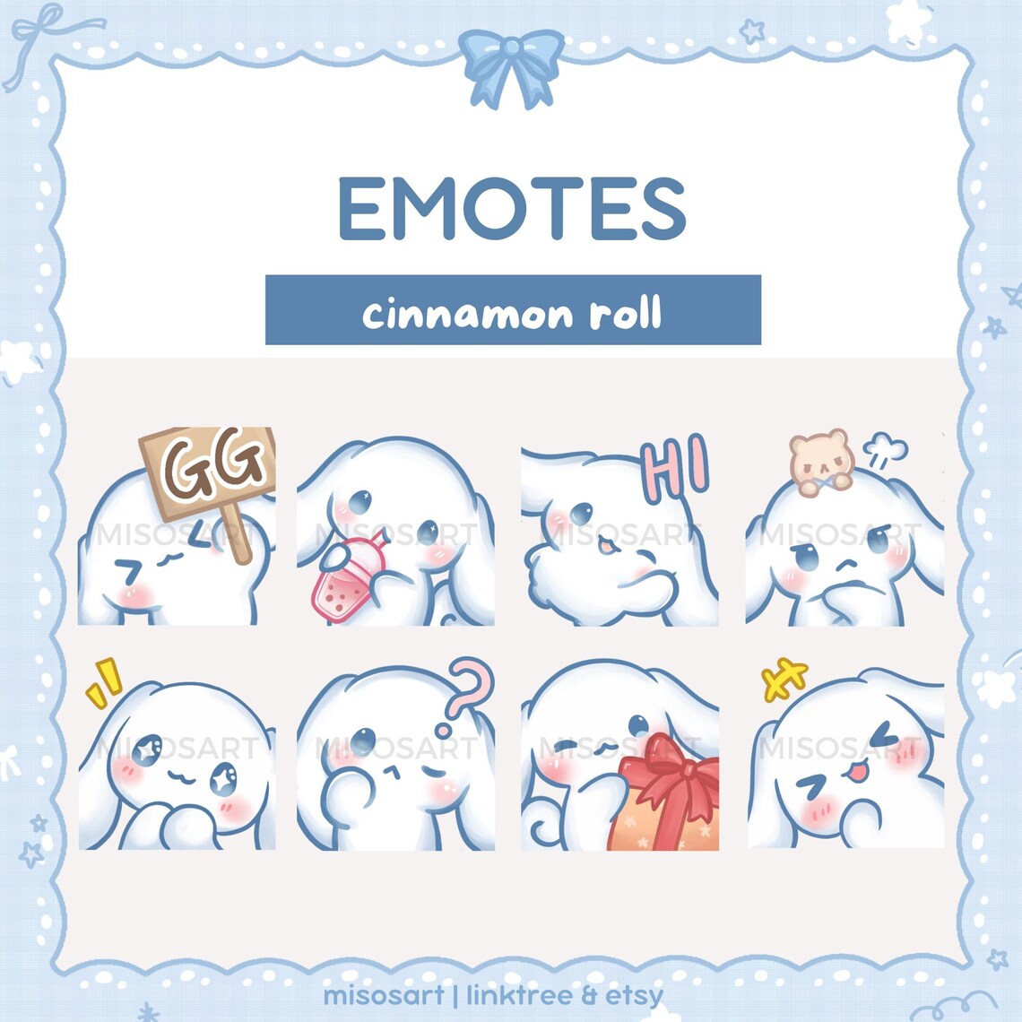 Cinnamon Roll Dog Emotes | GG Boba Hi Angry Excited Question Laugh ...