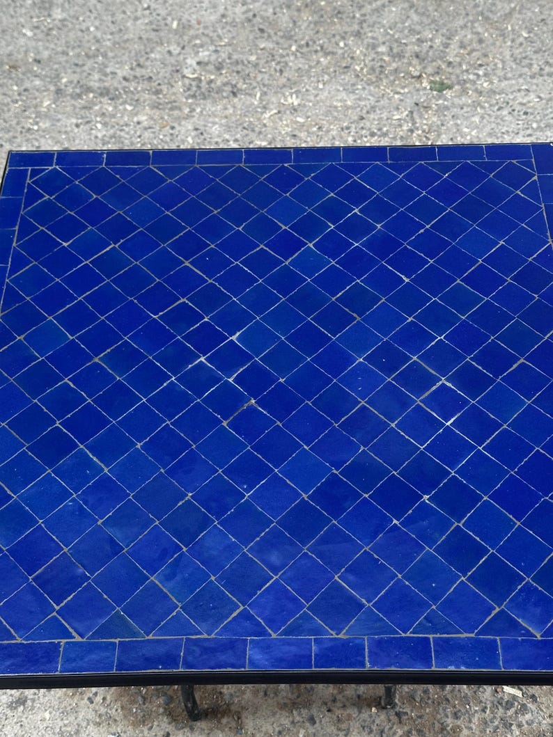 Luxury Moroccan Blue Mosaic Table Rectangular Zellige Tile Coffee Table ...