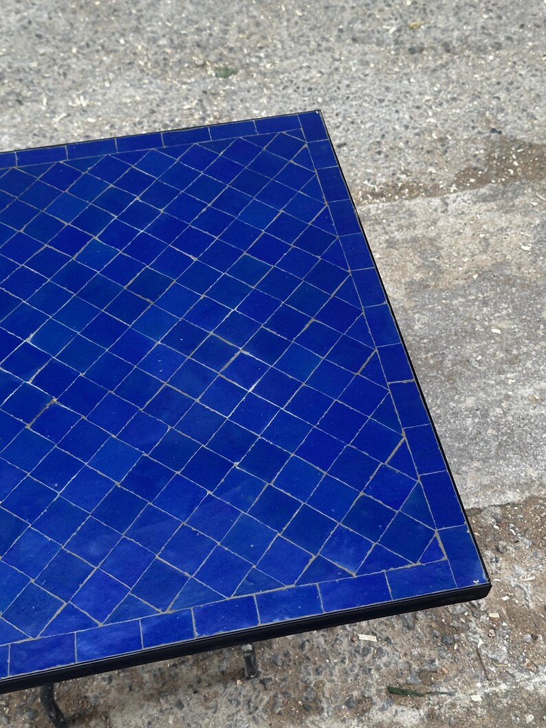 Luxury Moroccan Blue Mosaic Table Rectangular Zellige Tile Coffee Table ...