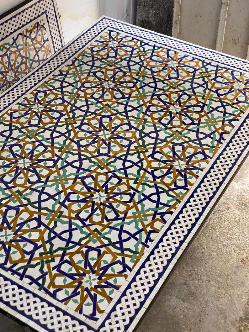 Handcrafted Moroccan Zellige Mosaic Wall Panel, Traditional Star ...
