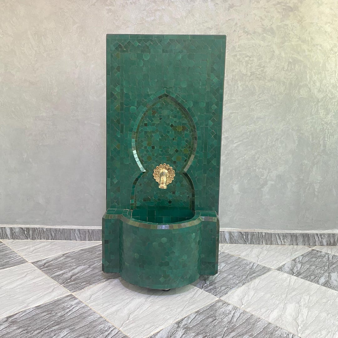Custom Green Mosaic Moroccan Fountain for Outdoor Furniture - Handmade ...