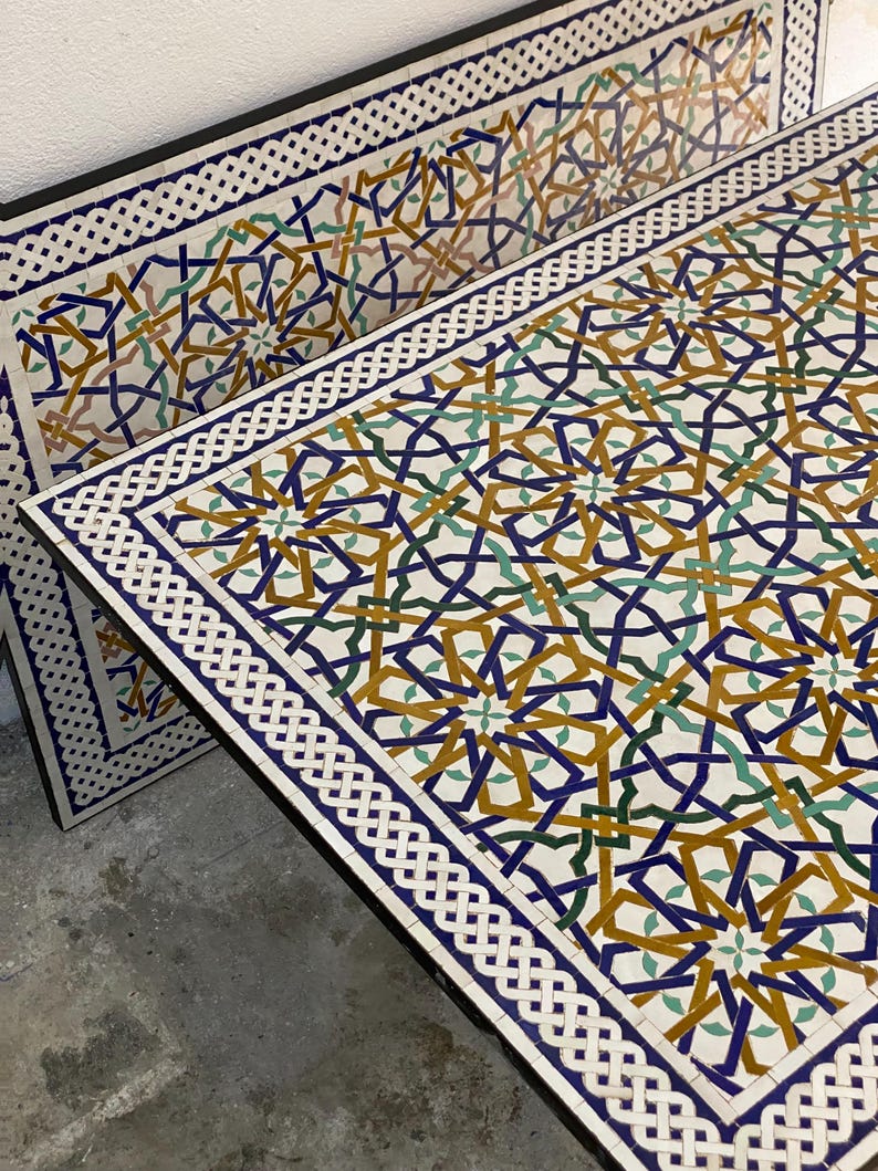 Handcrafted Moroccan Zellige Mosaic Wall Panel, Traditional Star ...