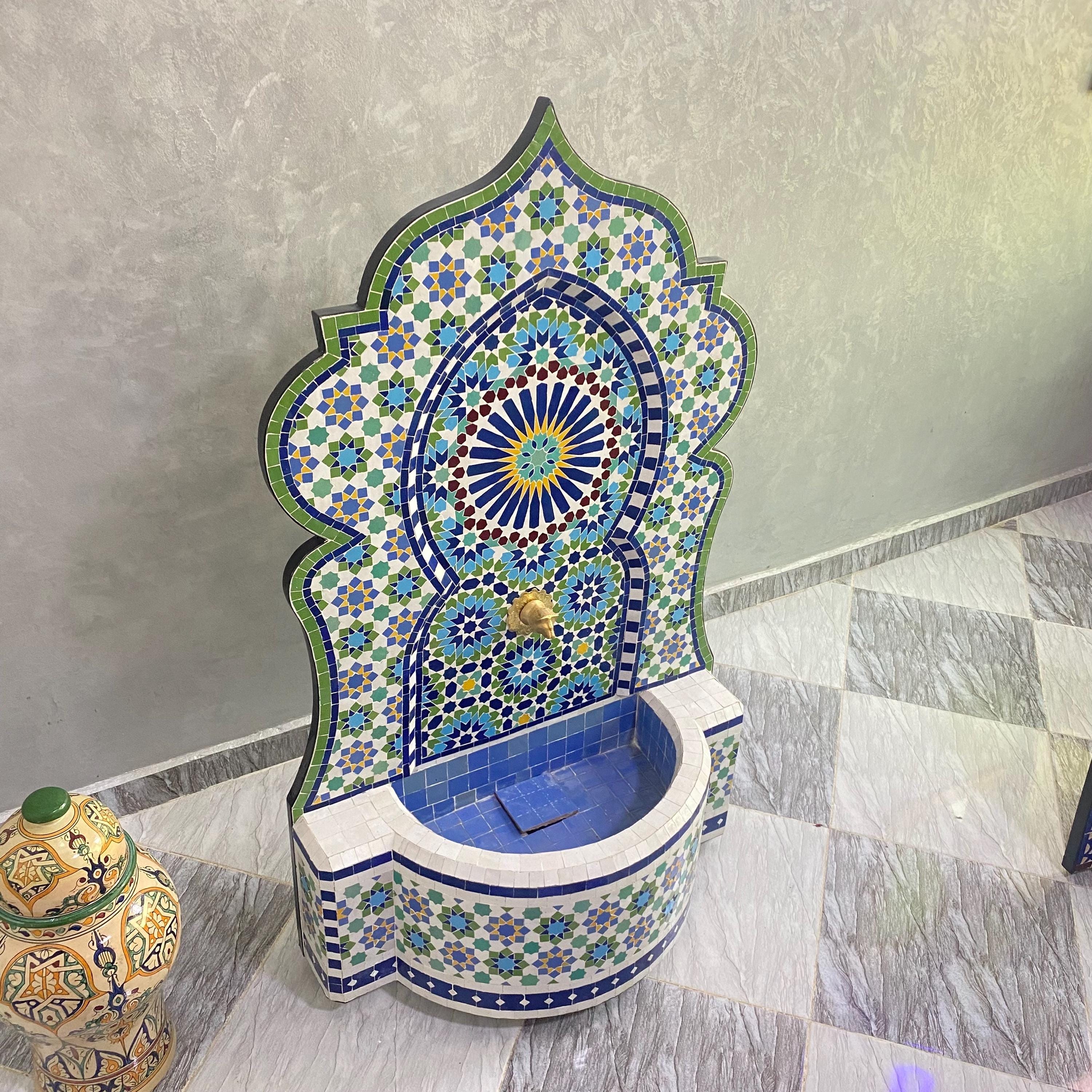 Handmade Moroccan Mosaic Wall Fountain: Custom Tile Water Feature - Etsy
