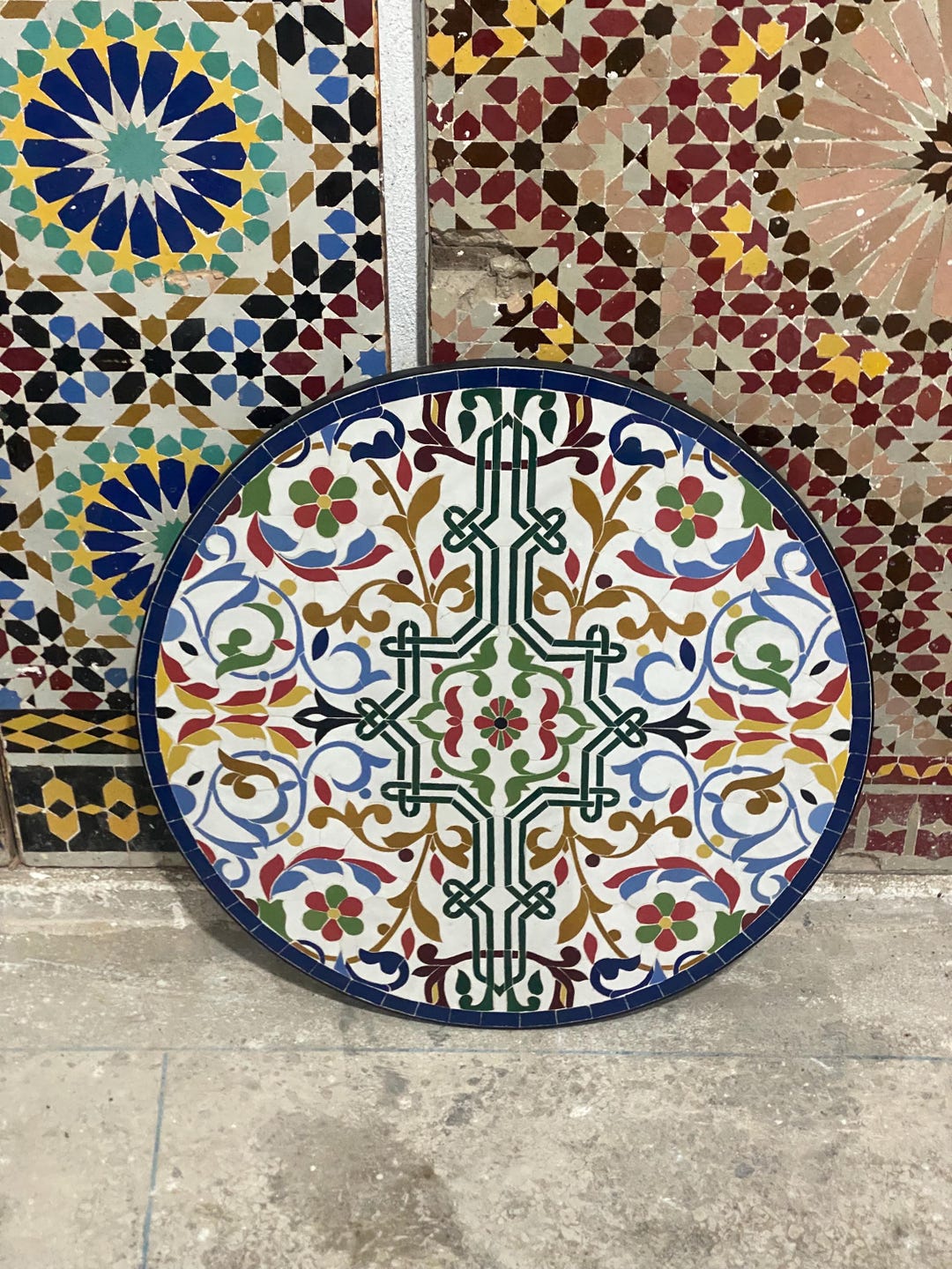 Handmade Moroccan Zellige Mosaic Table | Colorful Tile, Indoor Outdoor ...
