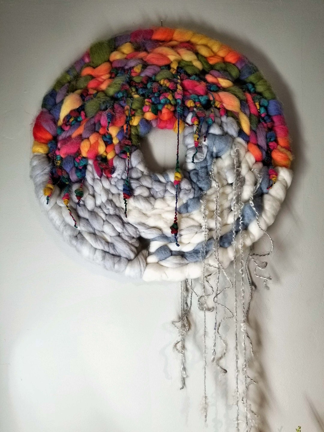 Be the Rainbow Circular Tapestry Weaving With Handspun Yarn 28 Inch ...