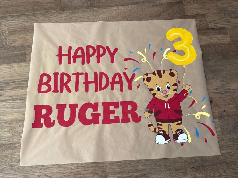 Hand Painted Custom Event Banner, Kraft Paper Custom Banner, Birthday ...