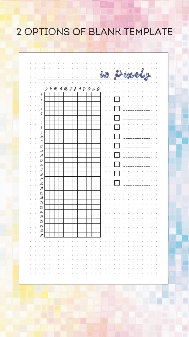 Year in Pixels: PRINTABLE Tracker Pages, Mood Tracker, Health Tracker ...