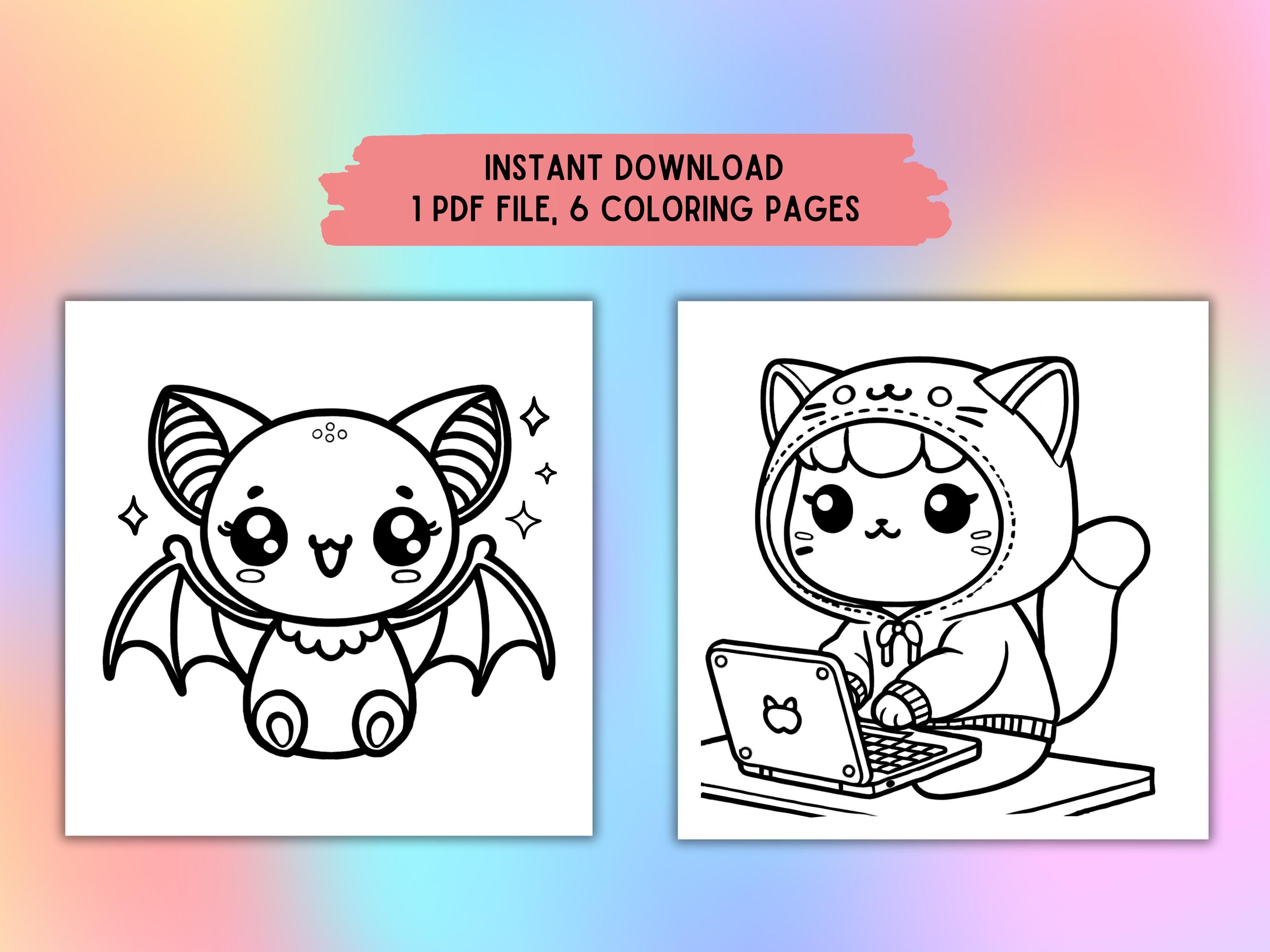Bold & Easy Coloring Pages: Kawaii Animals for Coloring, Stress Relief ...
