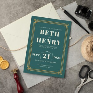 Deco Frame Wedding Invitation Set With QR Code, DIY Printable Editable ...