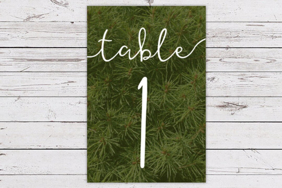 Printable Table Number Card Evergreen - Etsy