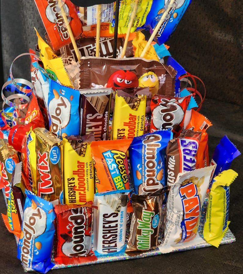 3 Tier Chocolate Candy Bar Cake, Delightfully Crafted From Assorted ...