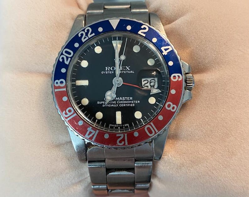 Rolex Gmt-master 1675 Silver Oyster Bracelet With Blue and Red Bezel - Etsy