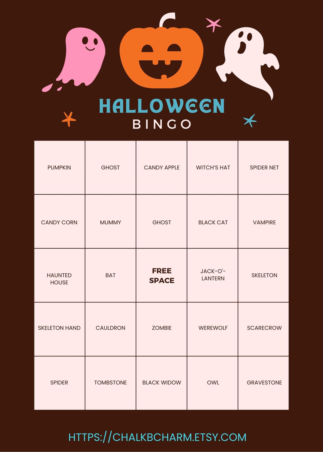 Halloween Bingo Card - Etsy