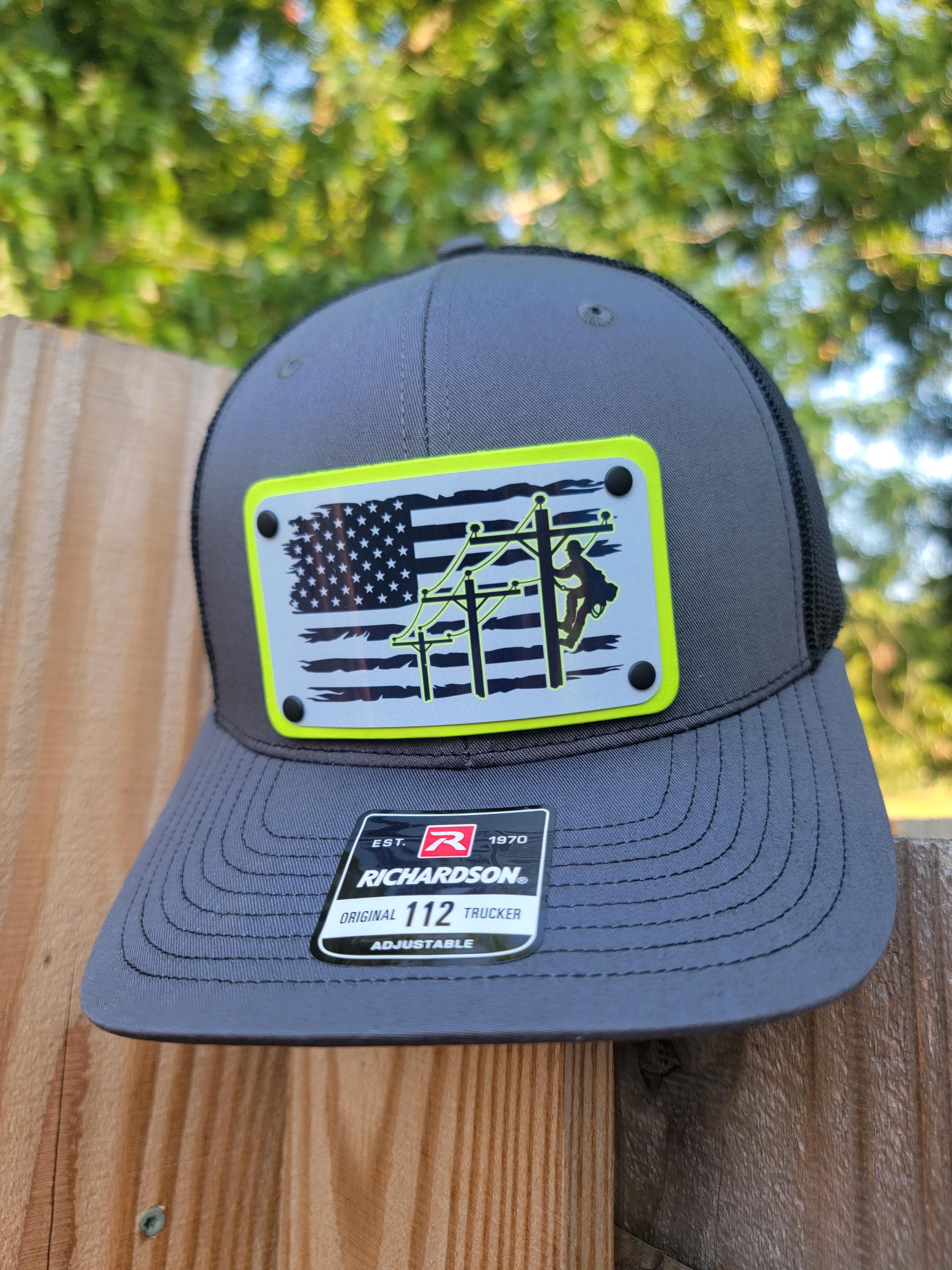 Lineman Custom Leather Patch Snapback Trucker Hat Gift - Etsy