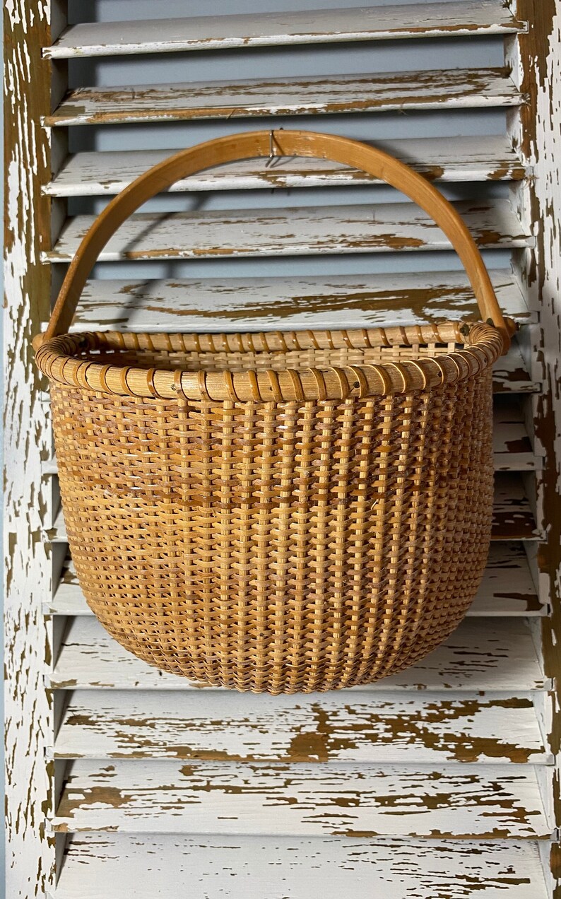 Basket, Woven, Wood, Wall, Handle, Half Basket, Floral - Etsy