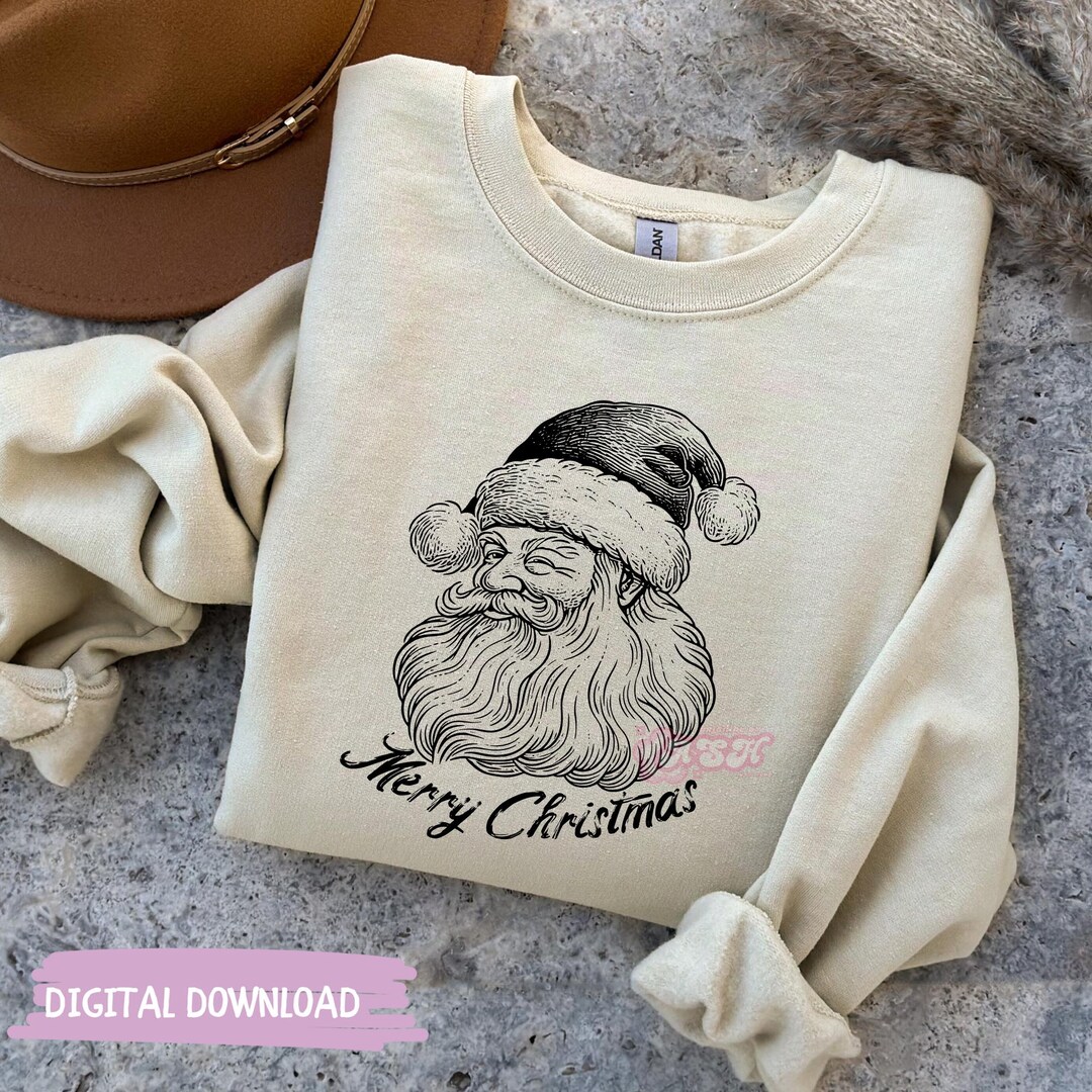 Vintage Santa Clipart Png Svg, Retro Santa Christmas PNG, Merry ...