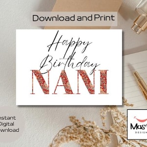 Printable Happy Birthday Nani Card | Instant Download | Multicolour ...