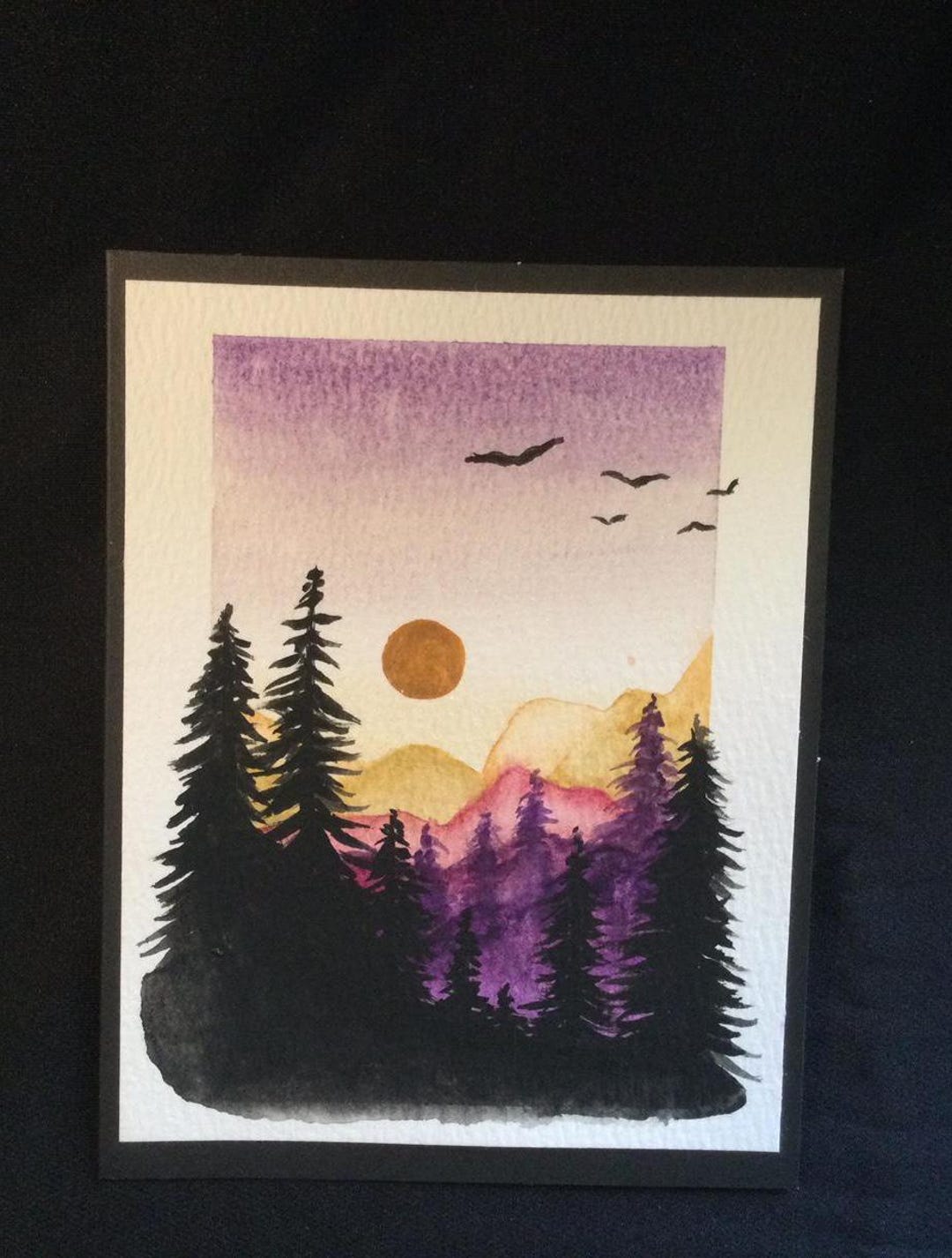 Forest Sunset Card - Etsy
