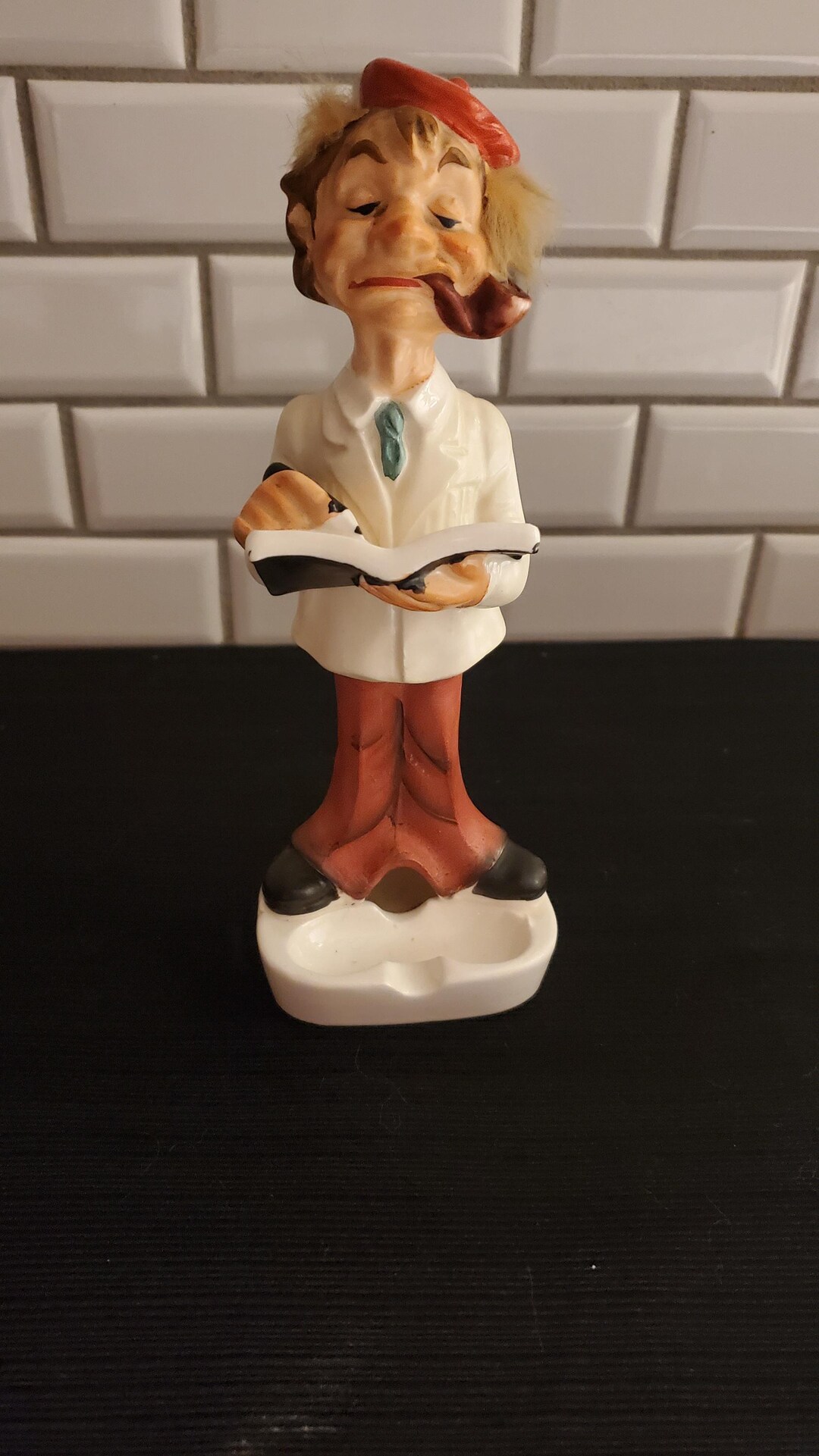 Vintage, Novelty Smoking Cigar Ashtray. Scholar Holds Cigar by Feet and ...