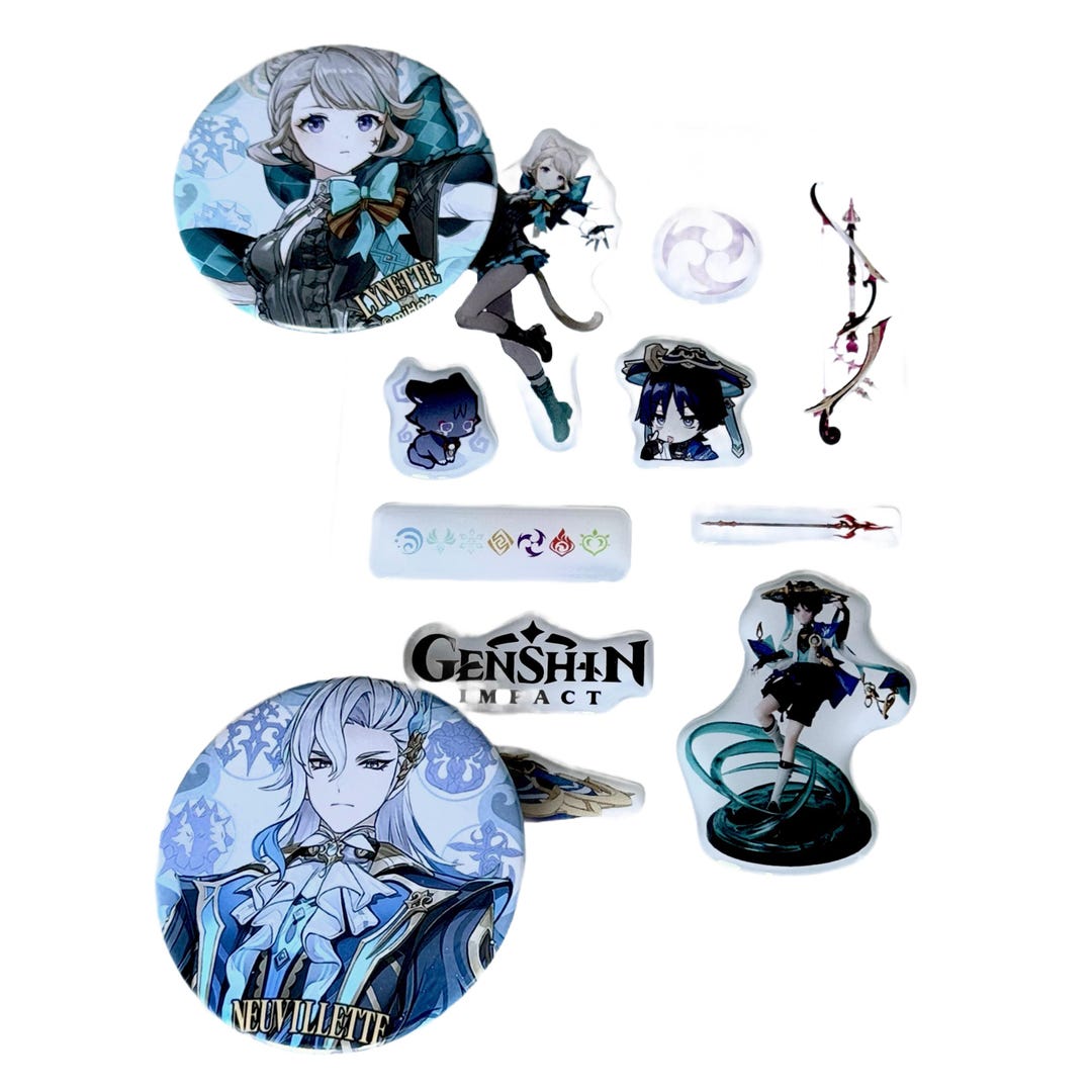 Genshin Impact Set: Neuvillette & Lynette Metal Badges + 3D Epoxy ...