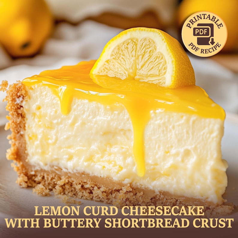 BEST RECIPE for Lemon Curd Cheesecake With Buttery Shortbread Crust, PDF Download, Family ...