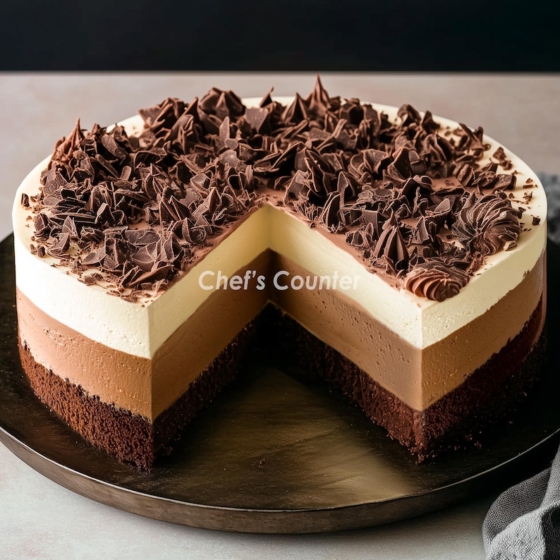 Best Triple Layer Chocolate Mousse Cake Recipe, Digital Recipe, Baby or ...