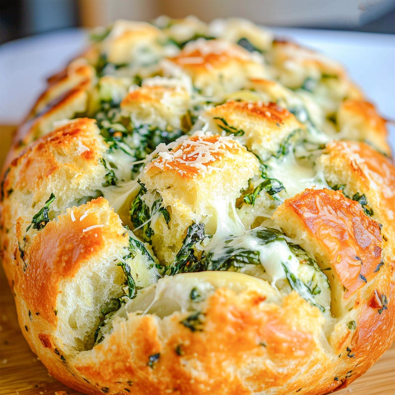 Best Cheesy Spinach Artichoke Pull-apart Bread Recipe, PDF Download ...