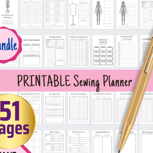 PRINTABLE Sewing Project Planner 51 Templates Printable - Etsy