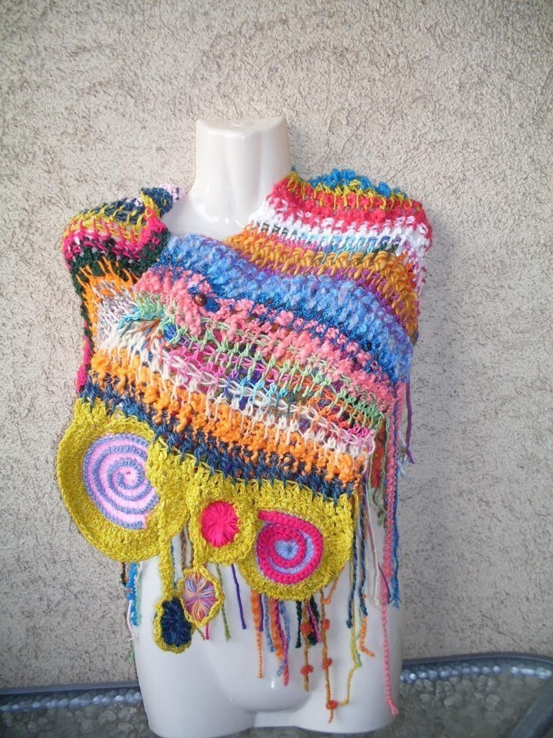 Original Pattern Freeform Crochet PDF Capelet Scarf Freestyle Easy ...