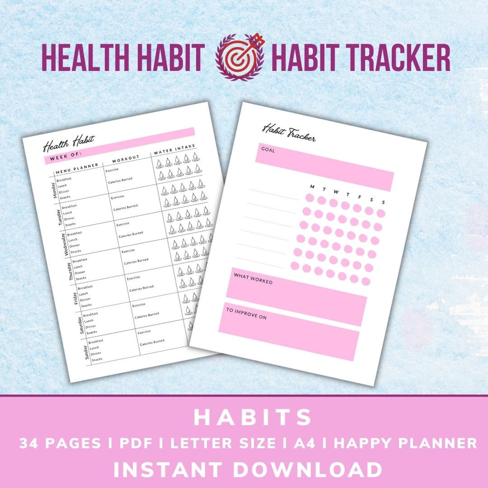 Pink Life Planner Kit 34 Pages Printable Goal Tracking - Etsy