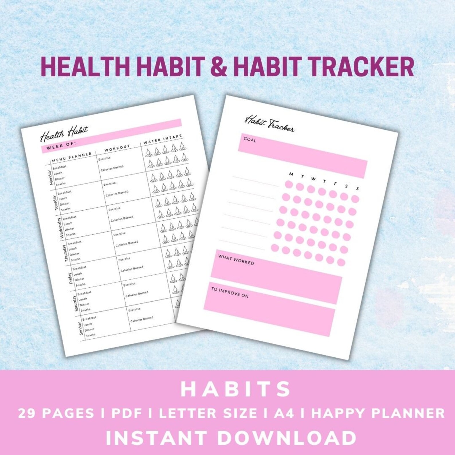 Pink Goal Planner Kit 29 Page Printable Goal Tracking - Etsy