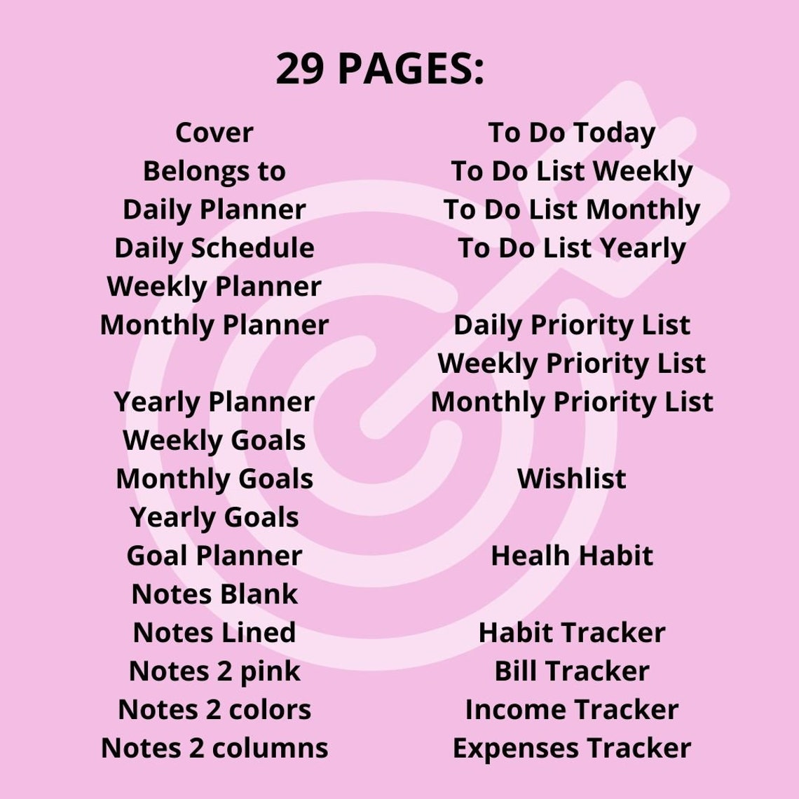 Pink Goal Planner Kit 29 Page Printable Goal Tracking - Etsy