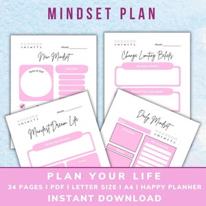 Pink Life Planner Kit, 34 Pages Printable Goal Tracking Templates ...