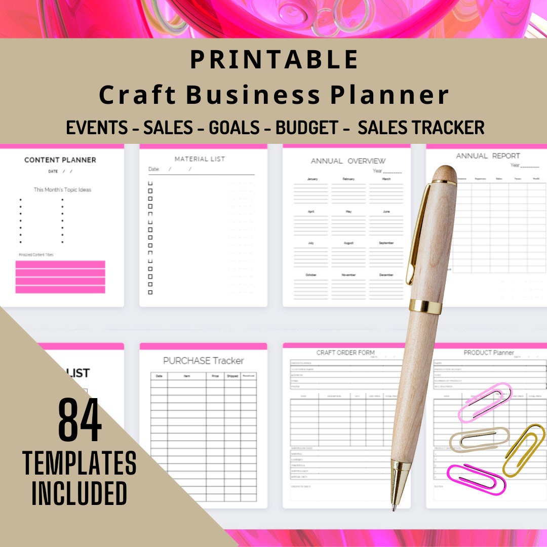 PRINTABLE Craft Business Pink Planner Template Bundle Small - Etsy