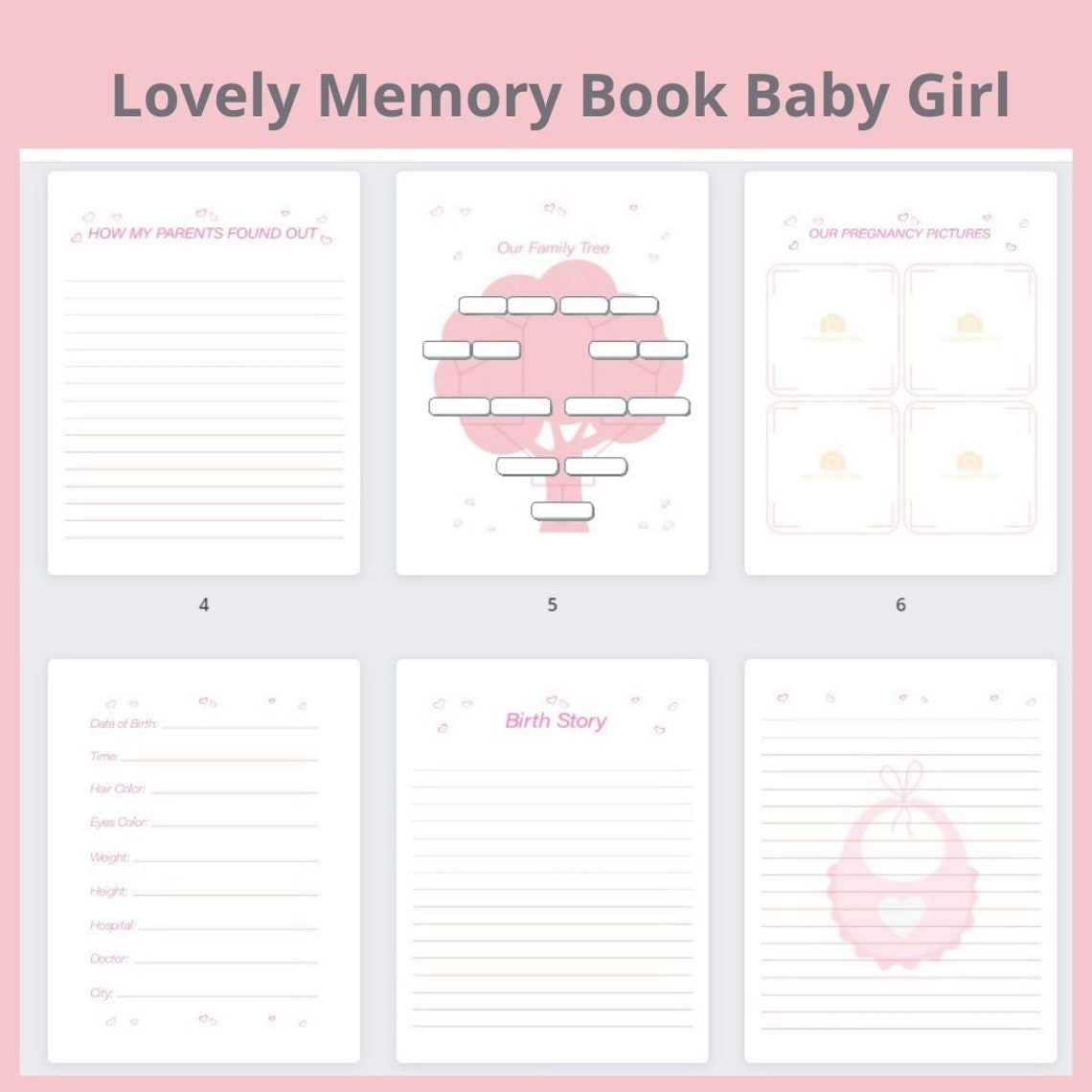 Baby Girl Memory Book Printable Baby Book Pages Baby Book - Etsy
