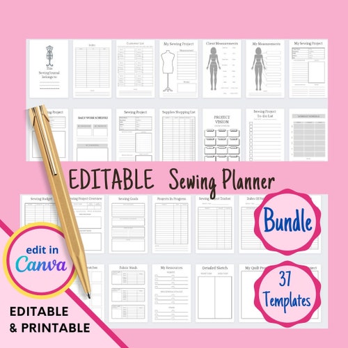 Sewing Project Planner Printable. Instant Download. Editable - Etsy