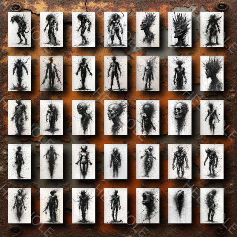Disturbing Horror Pencil Sketch Art Prints: Eerie Faces, Unsettling ...