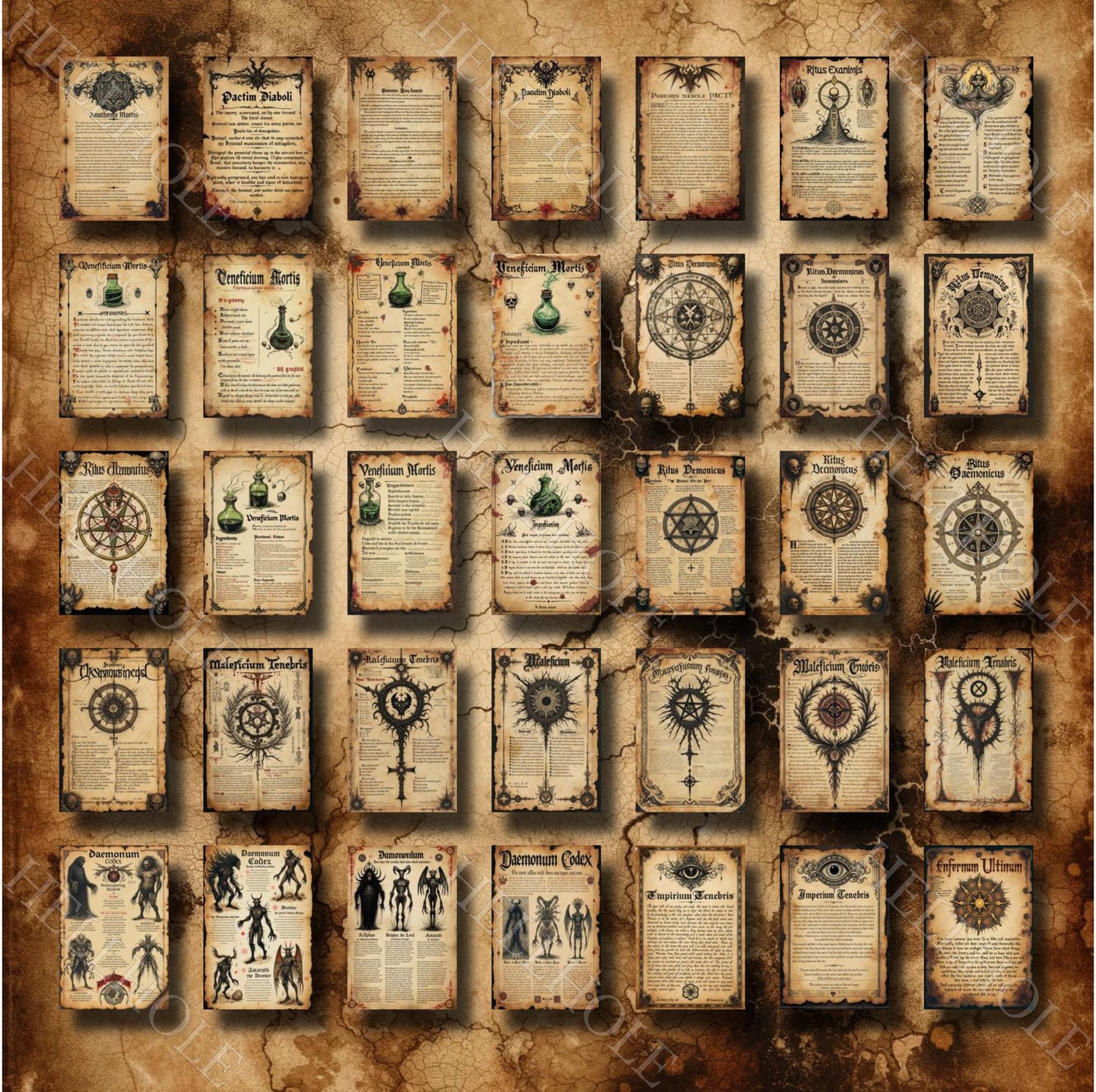 Witch Grimoire Pages (50), Spells, Curses, Demon Invocations, Occult ...