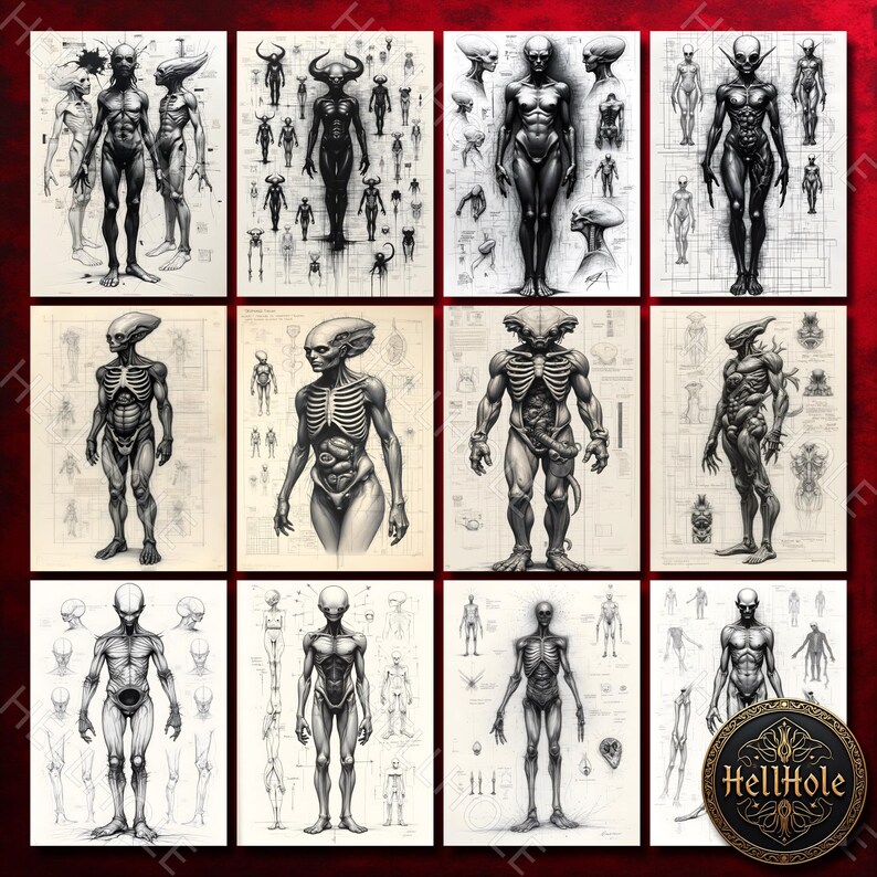 Alien Human Hybrid Sketch Collection. Digital Download. - Etsy UK