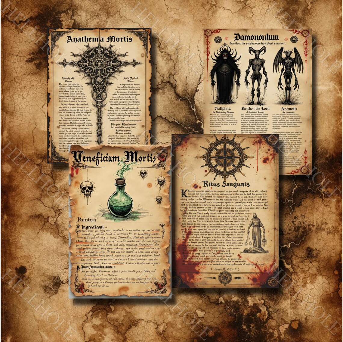 Witch Grimoire Pages (50), Spells, Curses, Demon Invocations, Occult ...