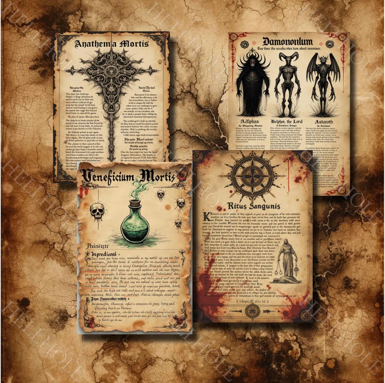 Witch Grimoire Pages (50), Spells, Curses, Demon Invocations, Occult ...