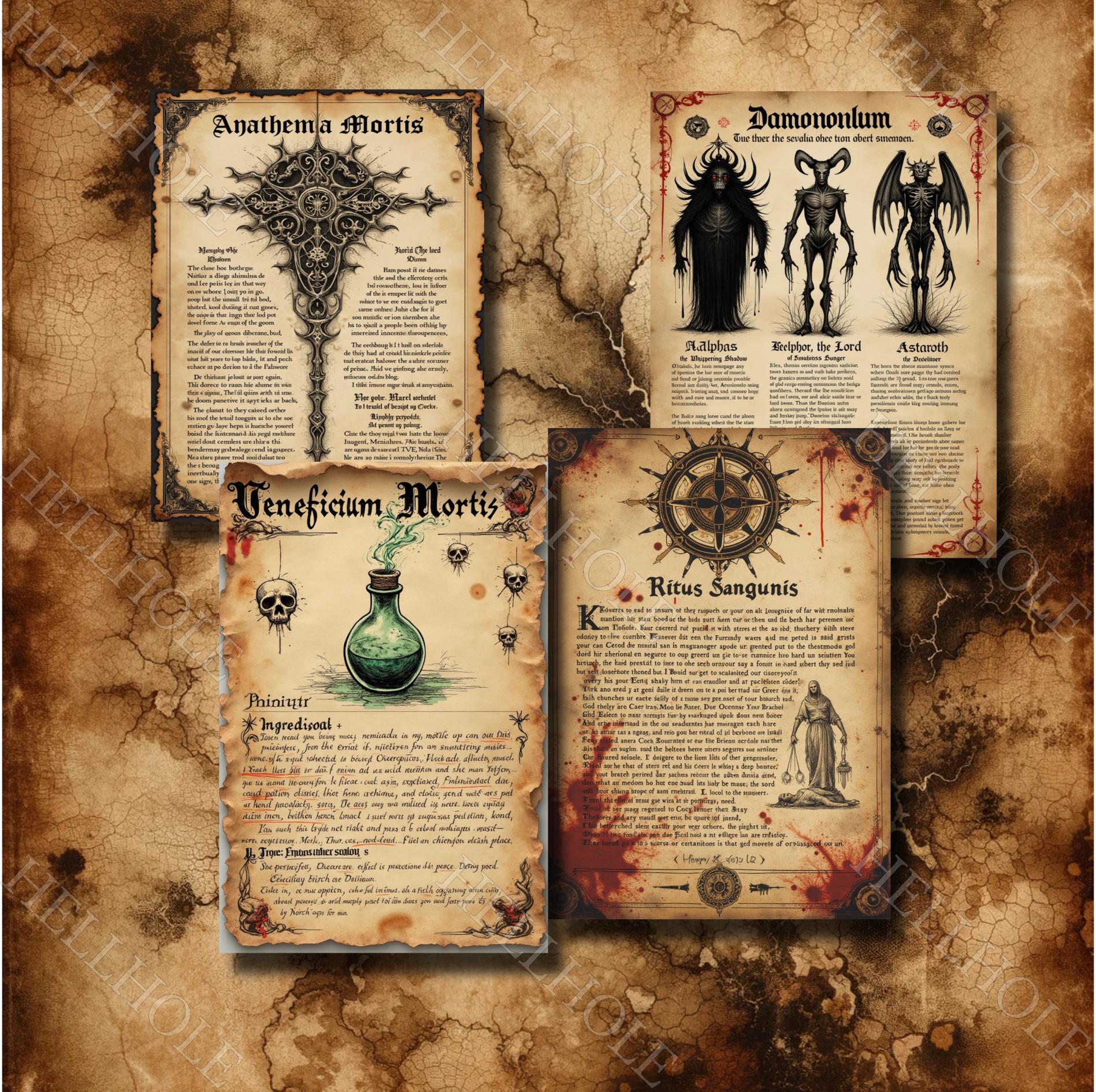 Witch Grimoire Pages (50), Spells, Curses, Demon Invocations, Occult ...