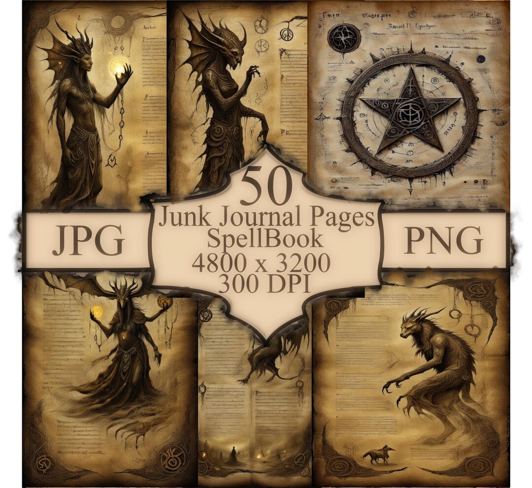 Spellbook Digital Art Pack, 50 Mystical Illustrations for Junk Journals ...