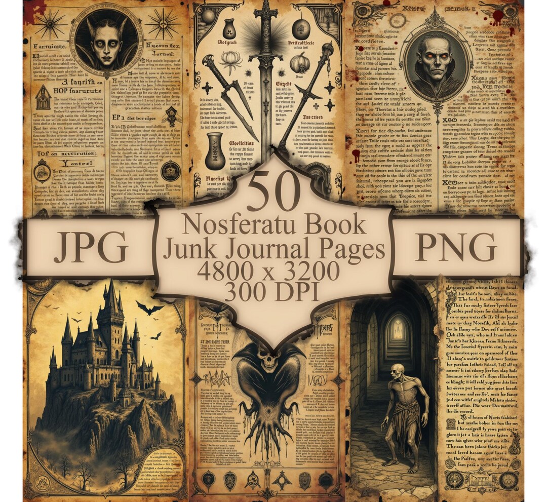 Nosferatu Gothic Book Page Prints: Dark Academia Horror Art (digital ...