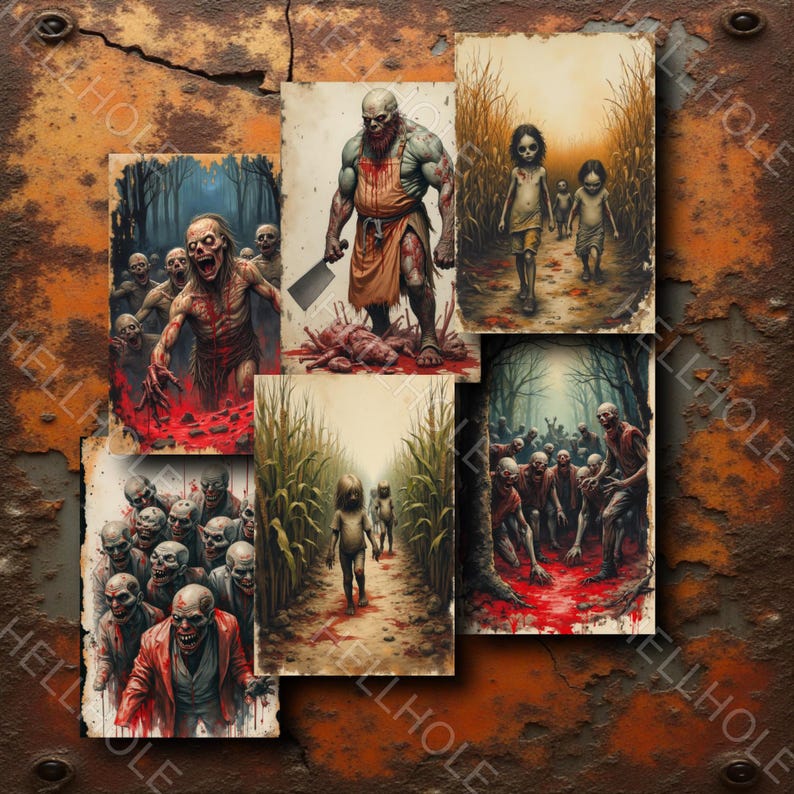Watercolor Zombie Clipart Bundle: Creepy Horror Ephemera (digital ...