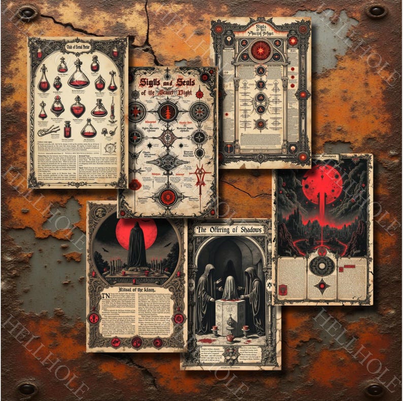 Vampire Grimoire Pages: Gothic Occult Illustrations (digital Download ...