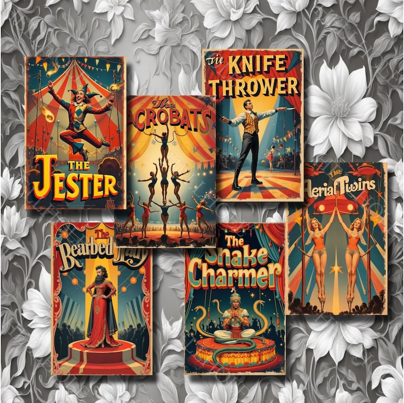 Vintage Circus Posters Printable, 1940s-50s Carnival Designs (digital ...