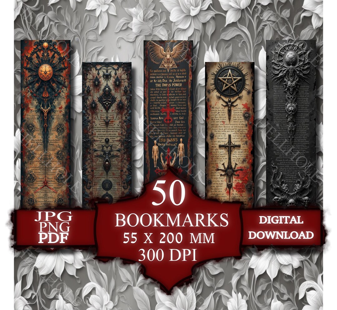 Grimoire Bookmark Set of 50 – Witchcraft Inspired Dark Art, Arcane ...