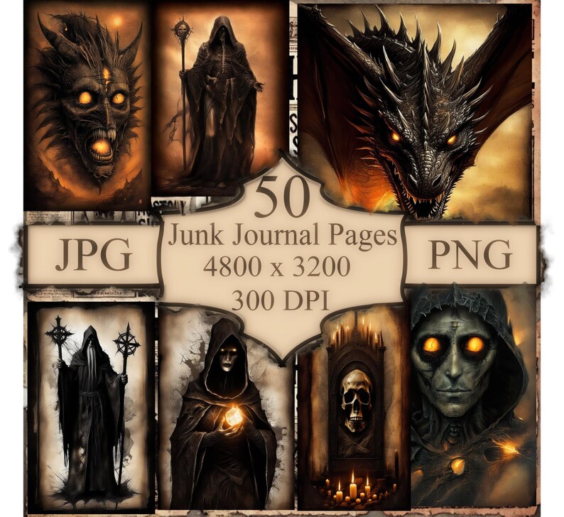 Horror Ephemera Printables Pack, Vintage Creepy Images for Junk ...